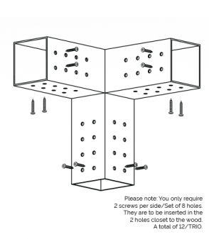Buy Online, Toja Grid TRIO 3 Arm Pergola Corner Bracket for 90x90 ...